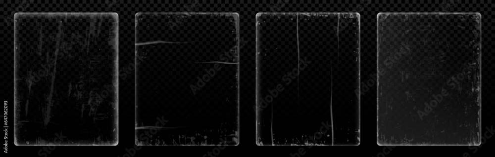 Worn grunge vinyl texture - realistic vector illustration mockup with ...