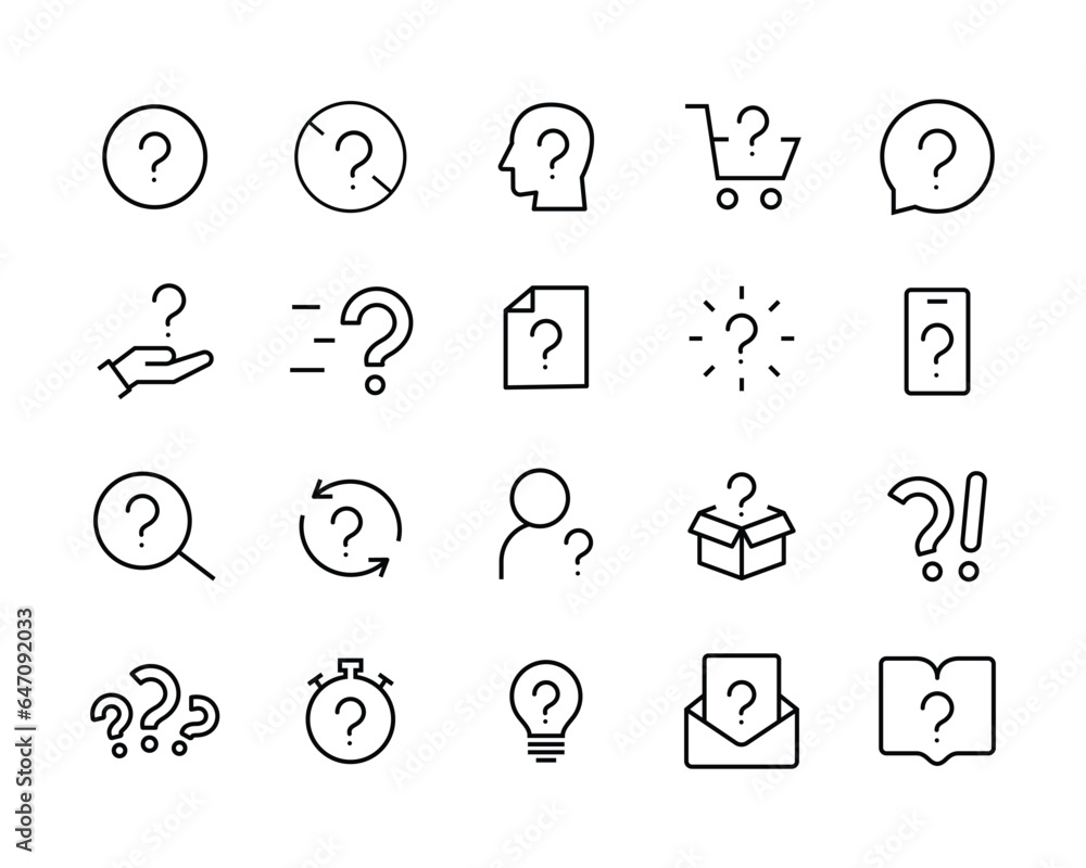 Question icon set Question Mark line icons set, editable stroke ...