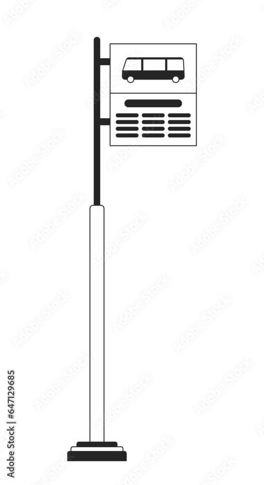 Bus stop sign flat monochrome isolated vector object. Roadside ...