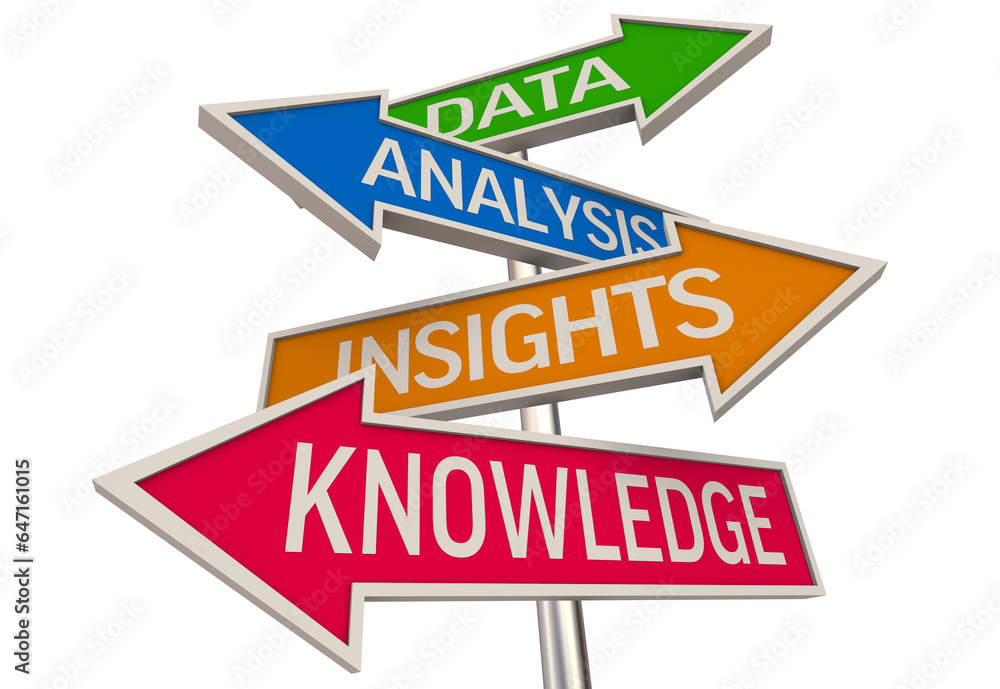 Data Information Insights Knowledge Arrow Signs Learn Direction 3d ...