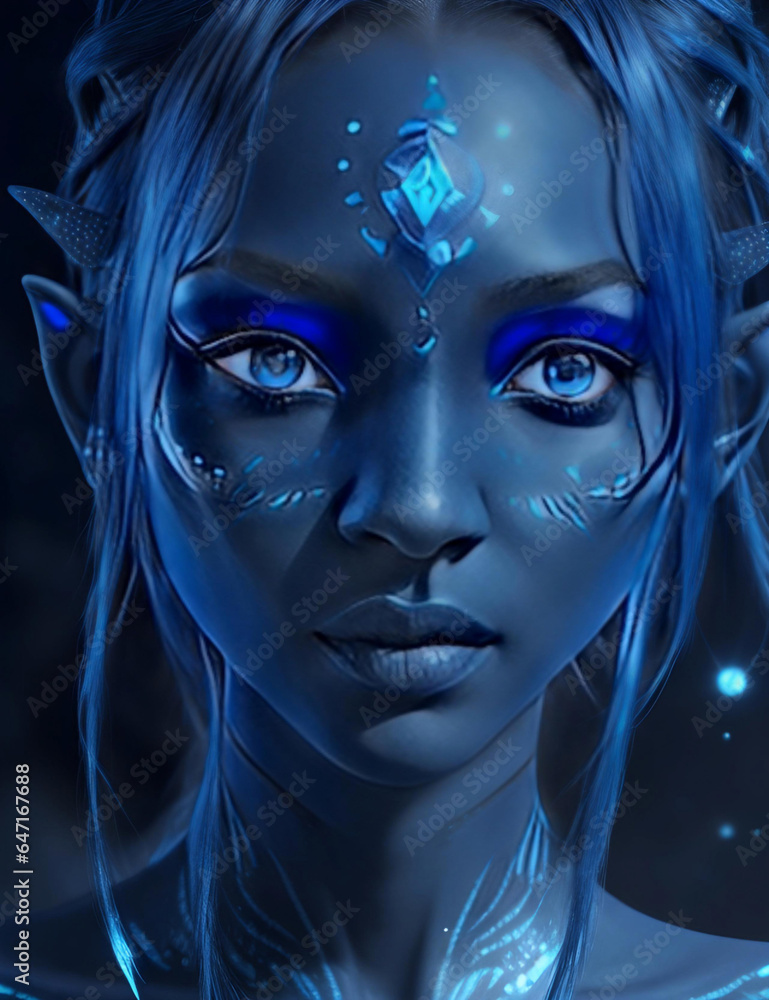 Illustration Stock blue humanoid avatar with bioluminescent avatar ...