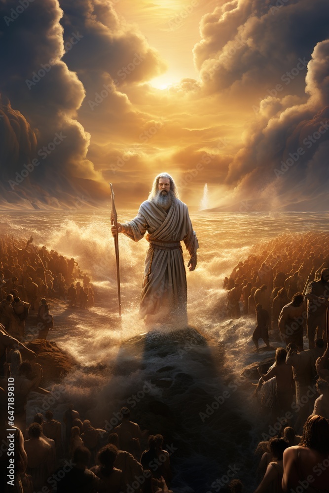 Stock-Illustration „Moses leading the Israelites across the Red Sea ...