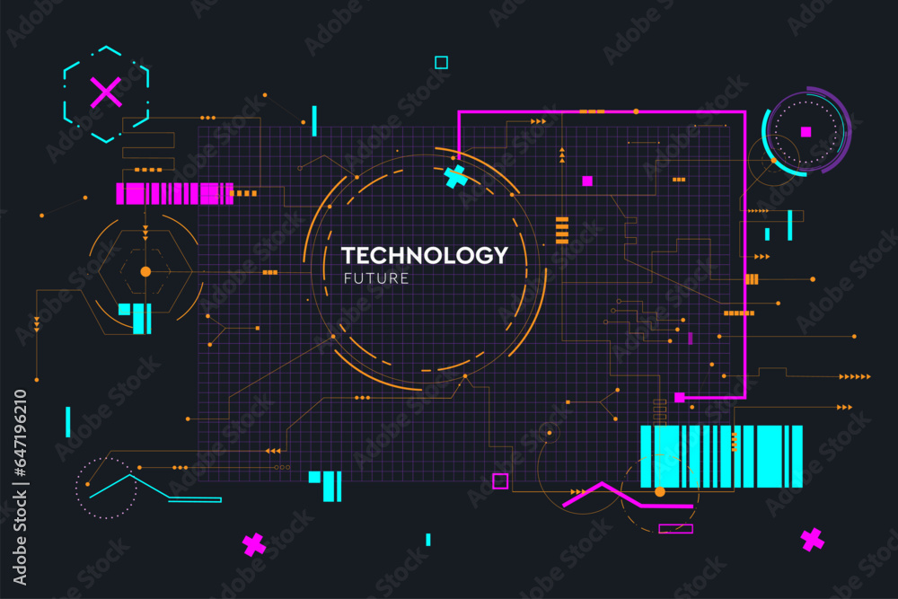Abstract Lines Pattern in Cyberpunk Style. 3d Network Security Graphic ...