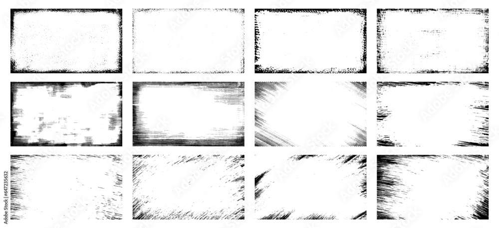 set of grunge frame textures and backgrounds. Overlay textures set ...