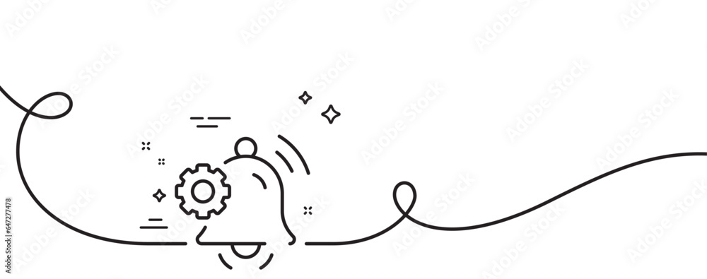 Notification bell line icon. Continuous one line with curl. Service ...