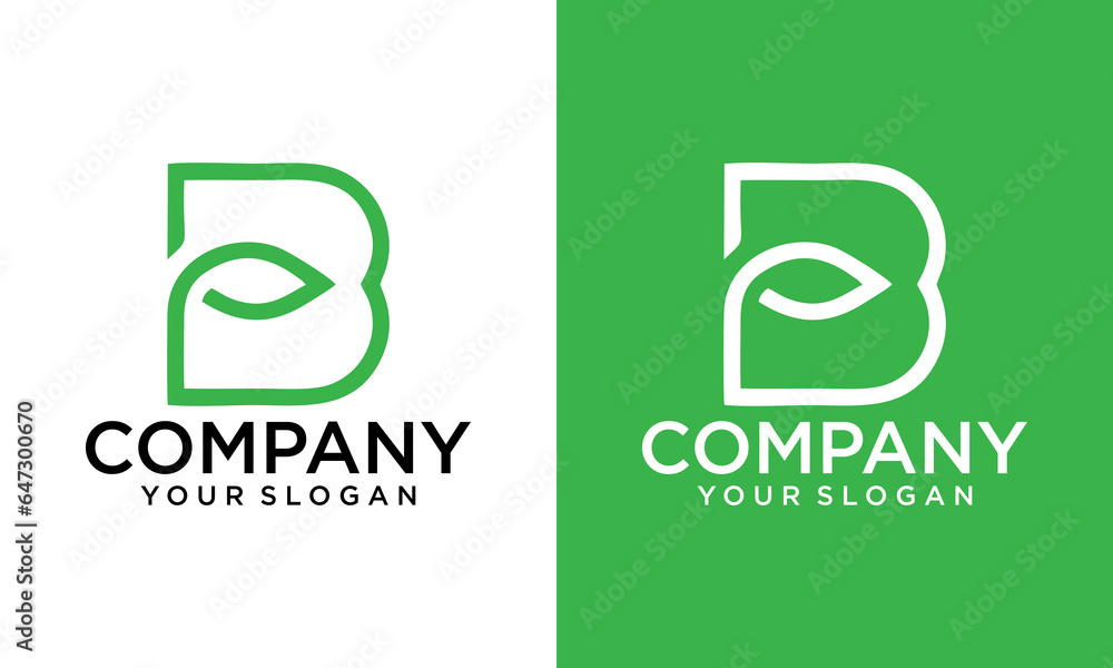 letter b with leaf logo. Initial logo design. eco friendly, ecology and ...