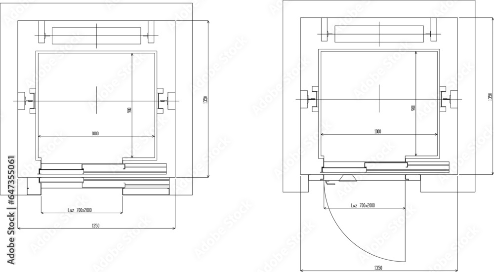 Vector sketch illustration of building elevator technical architectural ...
