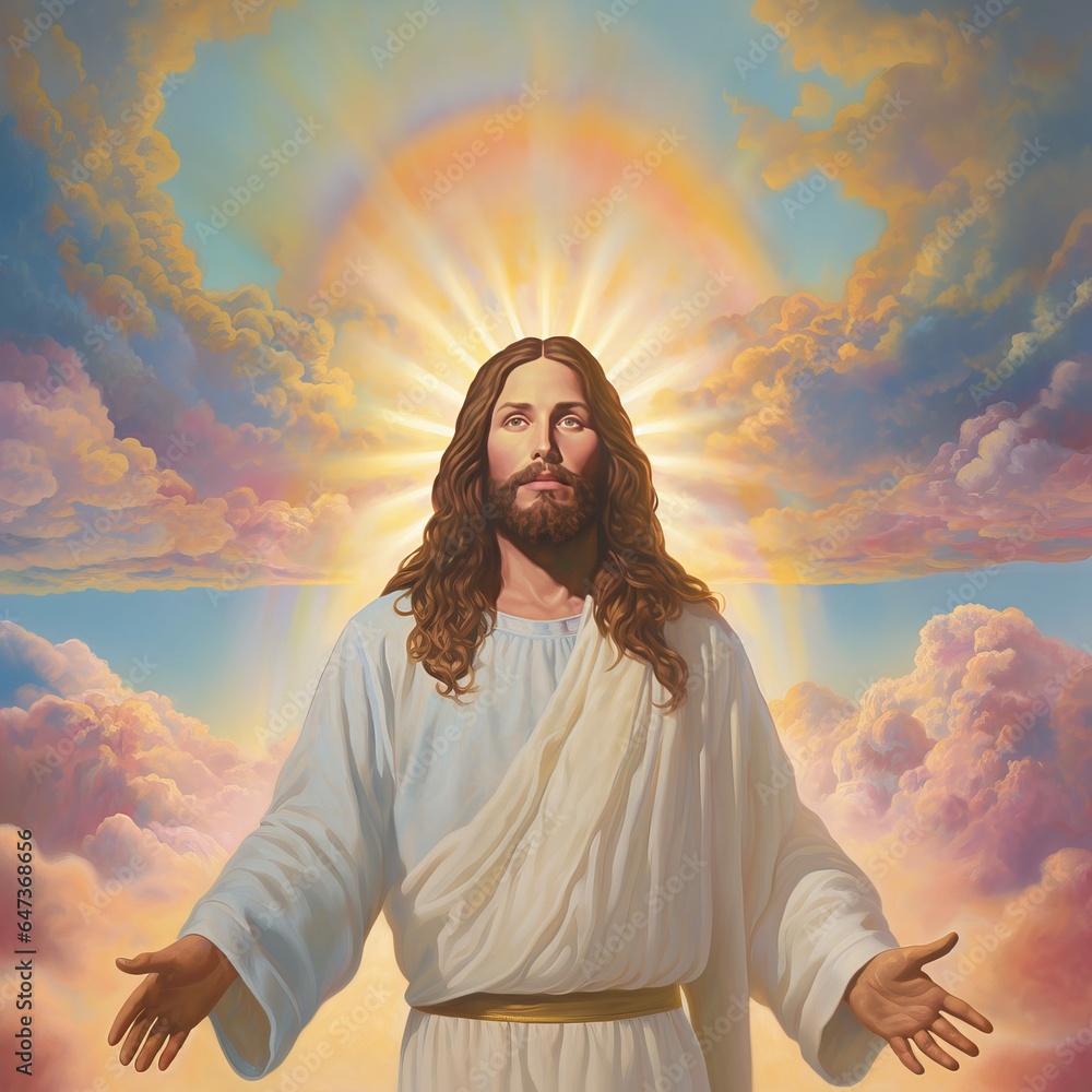 Jesus Christ Returns from Heaven in the Glorious Clouds, Illustration ...