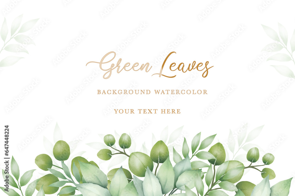 nature background with green leaves watercolor Stock Vector | Adobe Stock