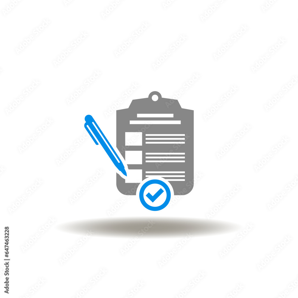 Vector illustration of checklist with pen and check mark. Icon of ...