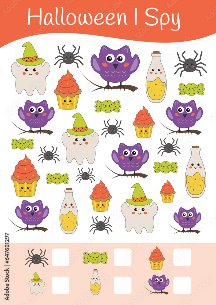 Halloween math worksheet. I spy. Mathematic activities for schooling ...