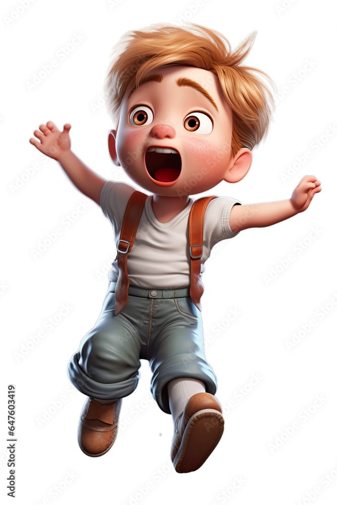 Scared sad white kid boy cartoon character, close view, sad emotion ...