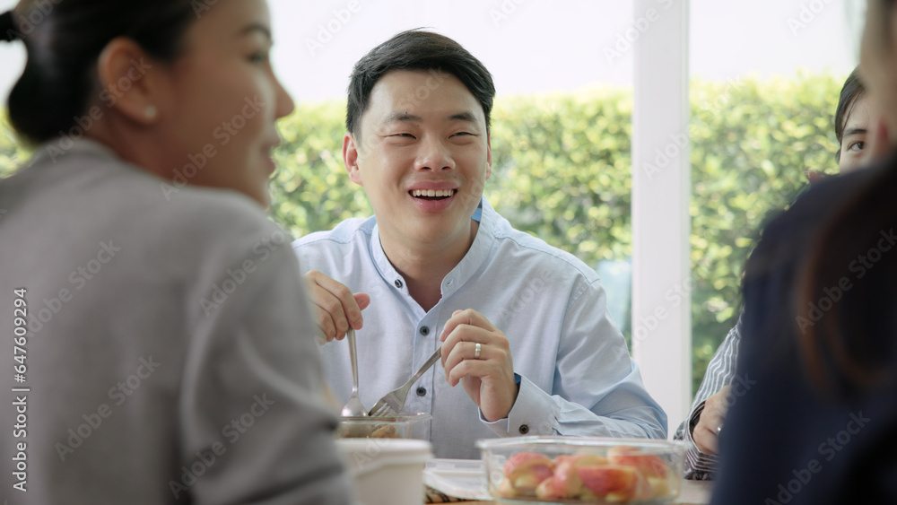 Gen Z asia people group save the planet earth relax eating food go ...