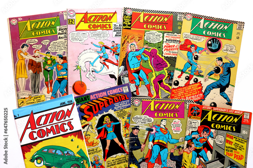 Los Angeles, California – September 14, 2023: Vintage Covers of ACTION ...