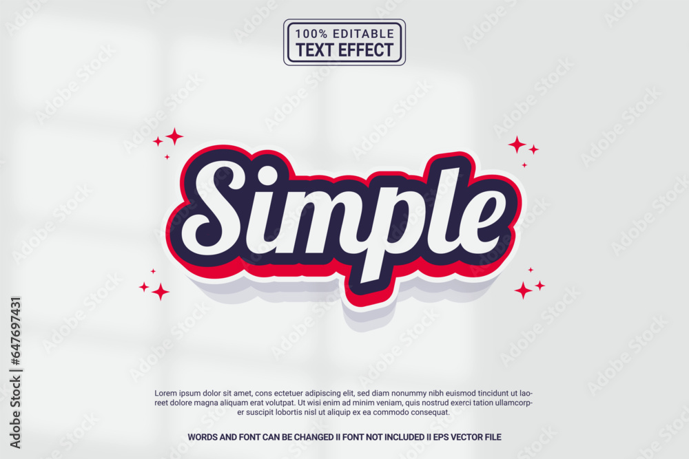 Editable text effect Simple 3d cartoon template stlye modren premium vector Stock Vector | Adobe ...