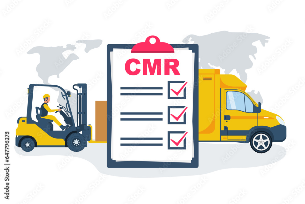 CMR concept. Shipping document. Logistics concept. Worldwide logistics ...