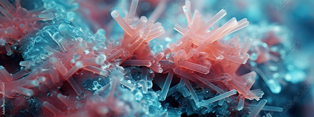 little crystal structure blue and pink, abstract geometric growth ...