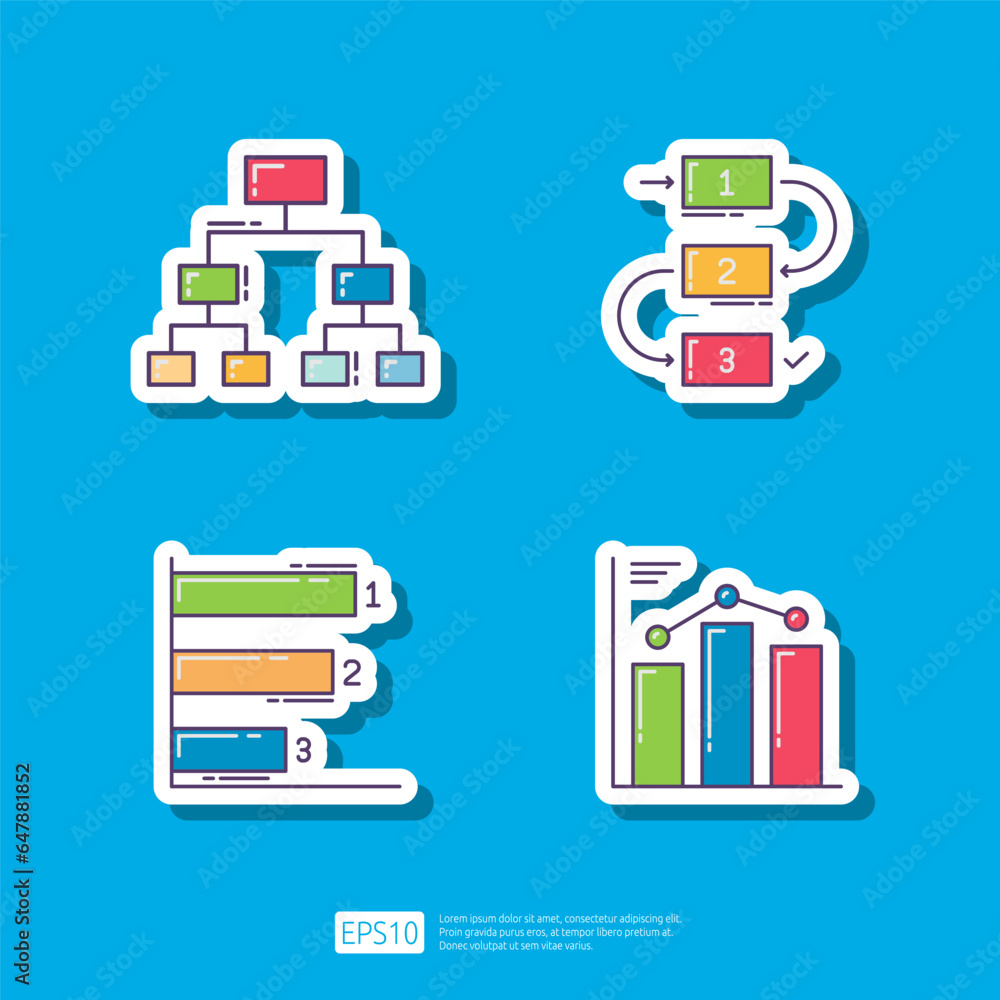 Vector de Stock Organization Chart, Hierarchy Workflow, Statistic Diagram Bar. Business Finance ...