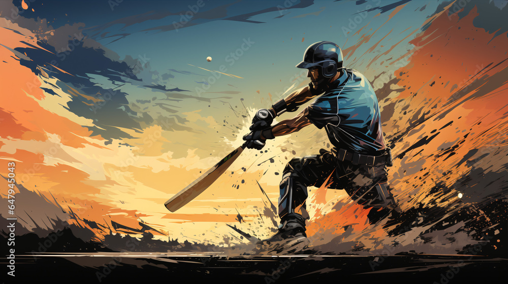 Cricket championship sports backdrop featuring a batsman in action ...