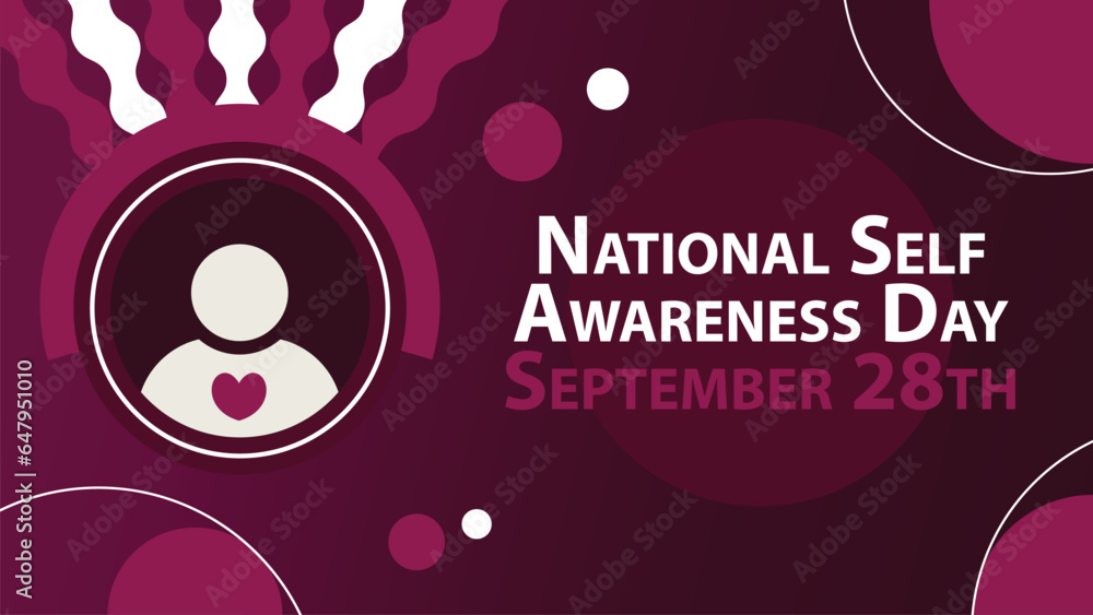National Self Awareness Day vector banner design with geometric shapes ...
