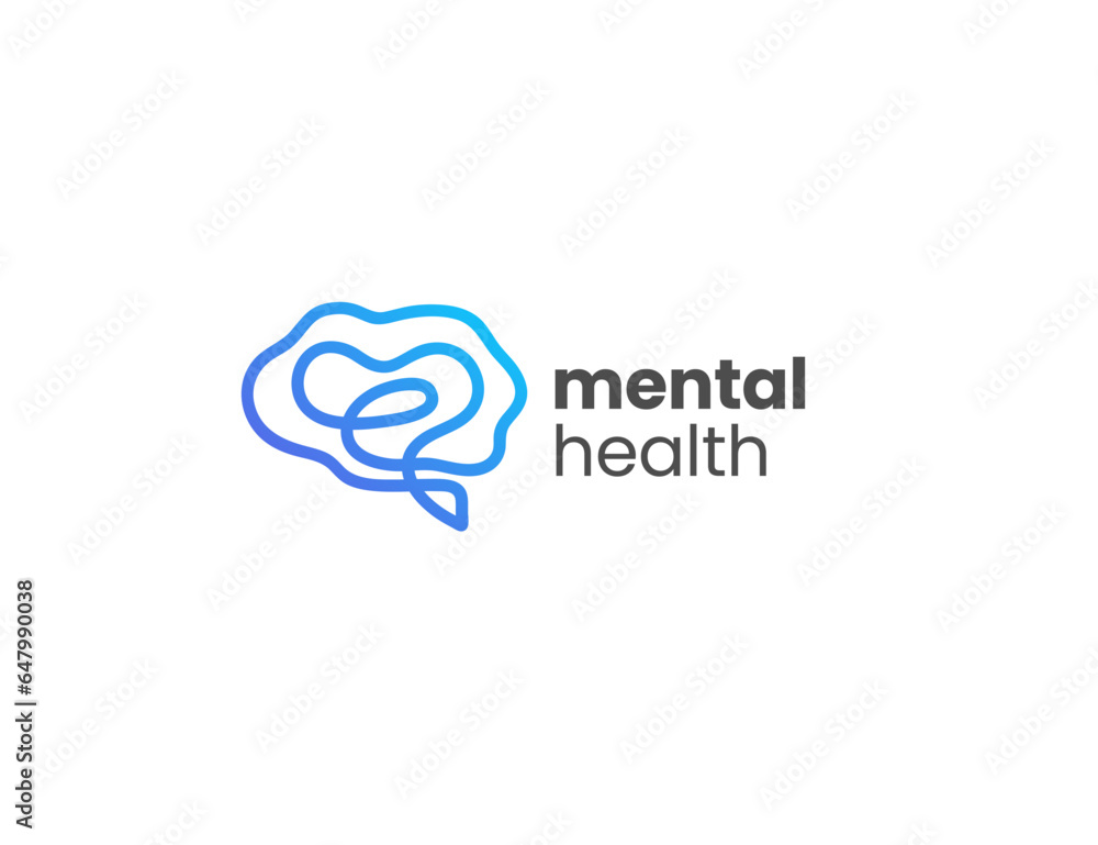 Braing Mental health logo design vector Stock Vector | Adobe Stock