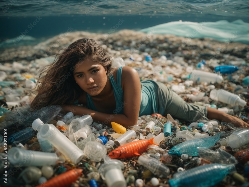 Foto de Stock Plastic Pollution, Create images that reveal the harmful effects of plastic ...