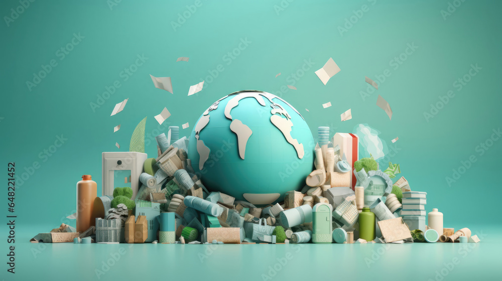 Paper Craft, Globe with recycling symbols, encouraging the proper ...