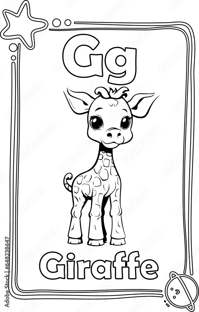 Animal Alphabet Coloring Book for Preschool Kids. Colorless Versions on ...