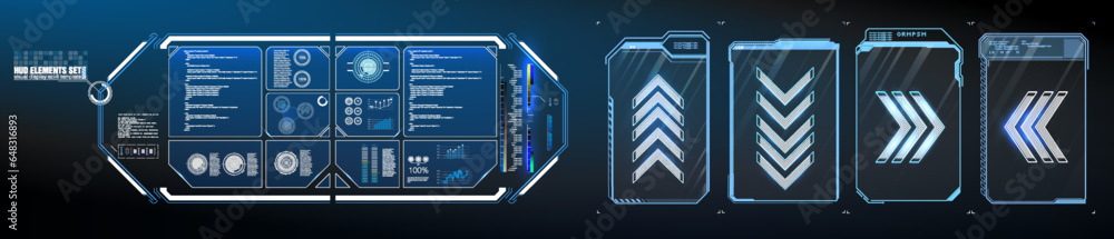 HUD UI design vector illustration Futuristic helmet or cockpit view in ...