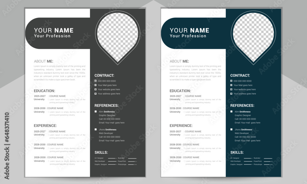 Professional & Modern Curriculum Vitae (CV) Design template , vector ...