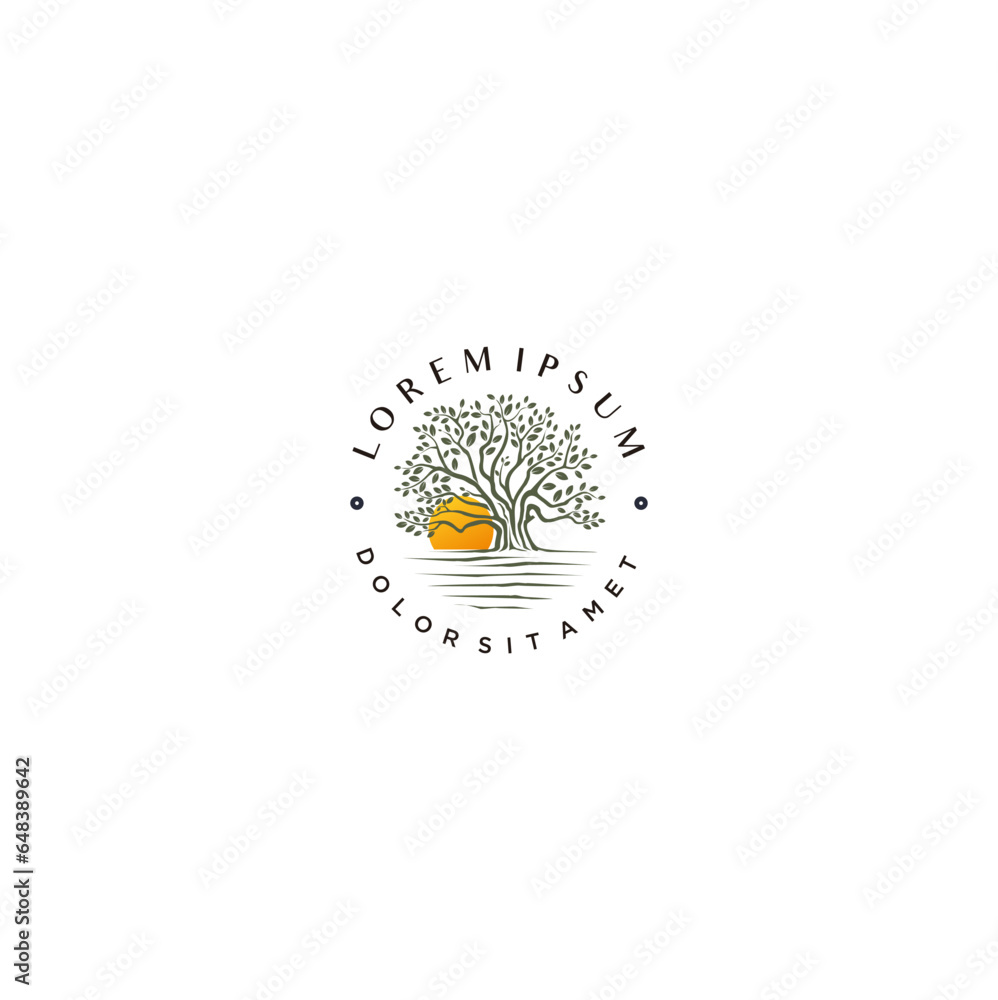 Live Oak trees logo design concept. Stock Vector | Adobe Stock