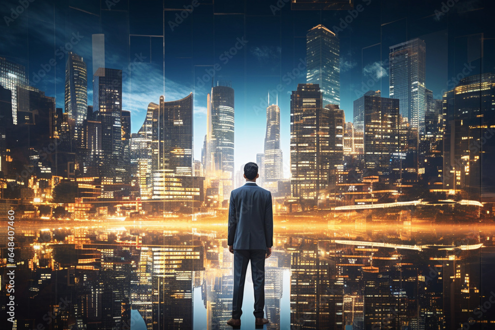 Business Property Development and Investment Concept, Double Exposure ...