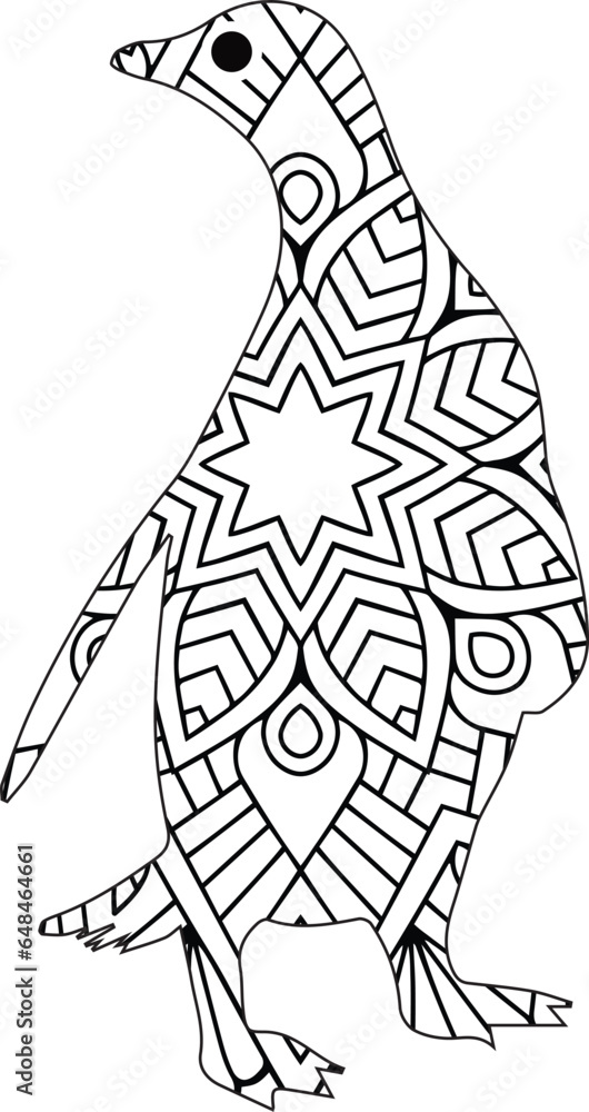 Penguin Coloring page for adut,Coloring Page. Coloring Book. Colouring ...