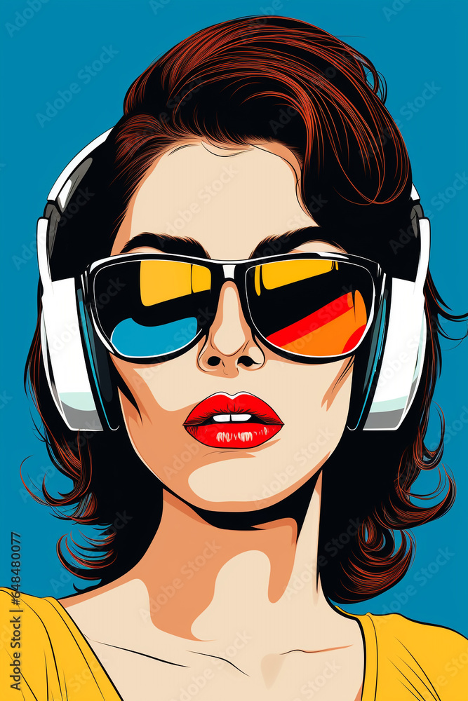 Beautiful woman wearing glasses. Pop art of retro comic girl. Vector ...