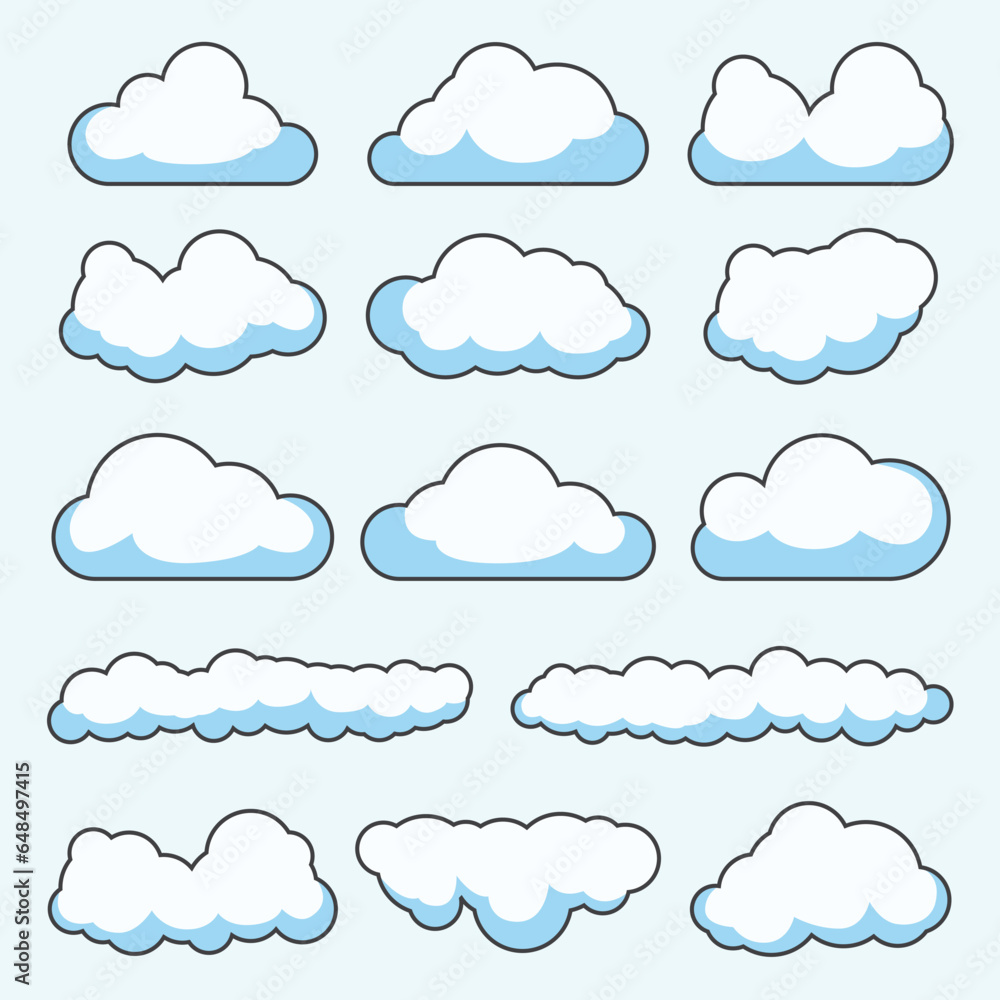 Clouds vector collection cartoon style Stock Vector | Adobe Stock