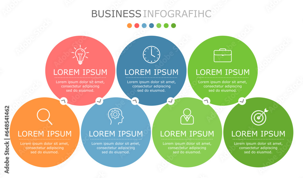 Business infographic Vector with 7 steps. Used for information,data ...