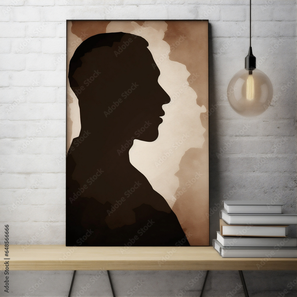 man silhouette profile african head guy face poster color black avatar ...