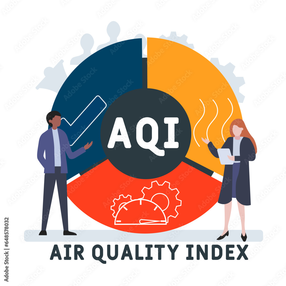 AQI - air quality index acronym. business concept background. vector ...