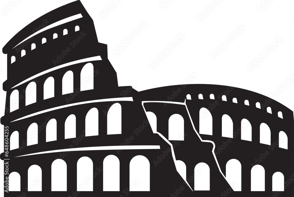 Simple black flat drawing of the Italian historical landmark monument ...