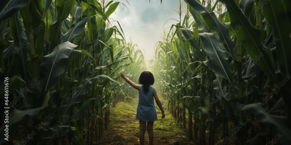 Girl Stands in a Corn Field with Open Hands, a Symbol of Hope and the ...