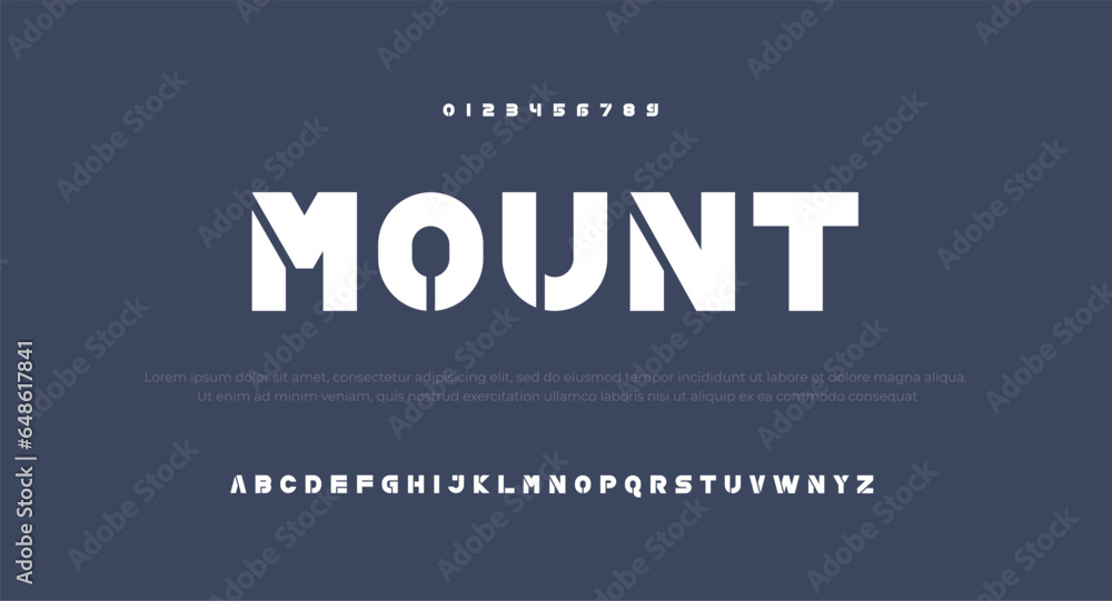 Futuristic ancient modern techno sci fi display font, abstract ...