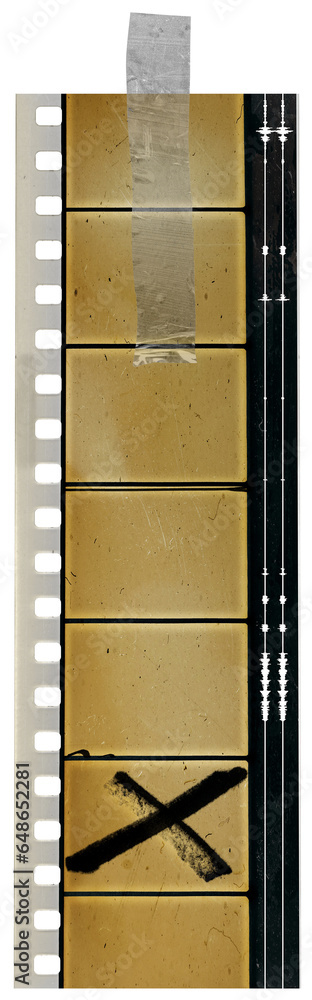 concept 35mm cine film strip with empty frames isolated with cool ...
