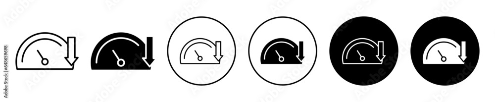 slow icon. low fuel level indicator or barometer symbol. vehicle speed ...