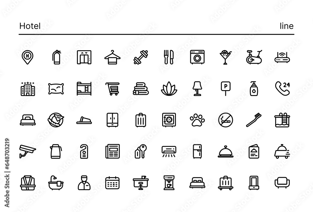 Hotel Icons Pack Stock Vector | Adobe Stock