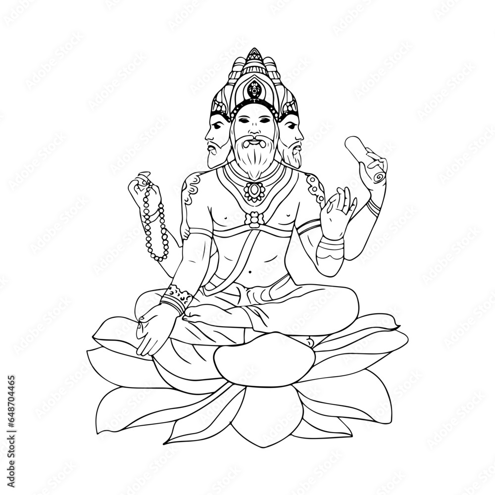 Brahma, Hindu god, Creator god, Four heads, Lotus, Vedas, Creation ...