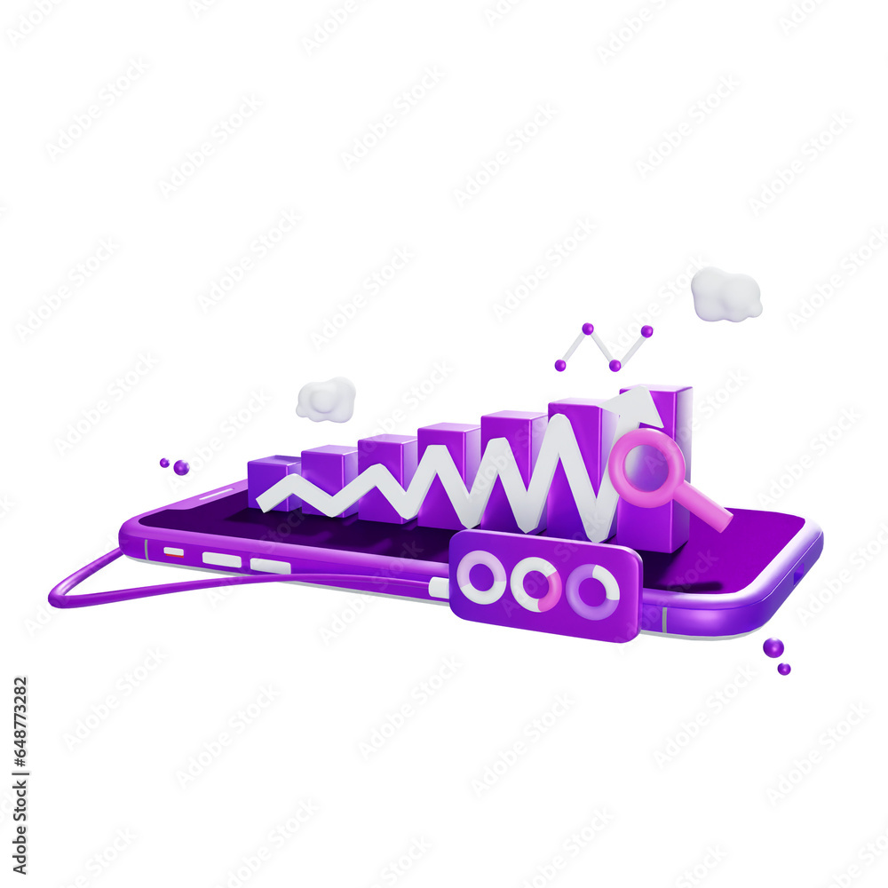 mobile smartphone with graph growth. Investment finance chart, stock ...