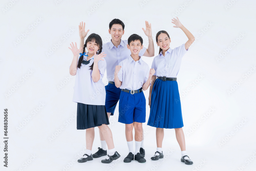 Thai students. Group of Asian students wearing school uniforms on a ...
