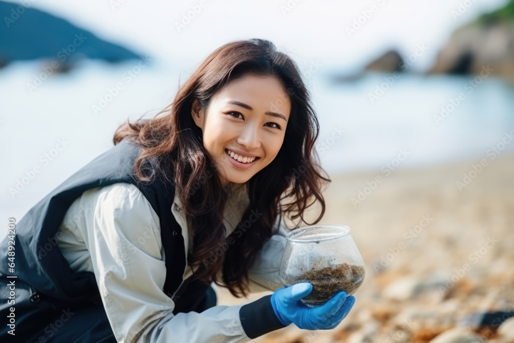 Beautiful Young Asian Woman Marine Biologist. Сoncept Young Asian Woman ...