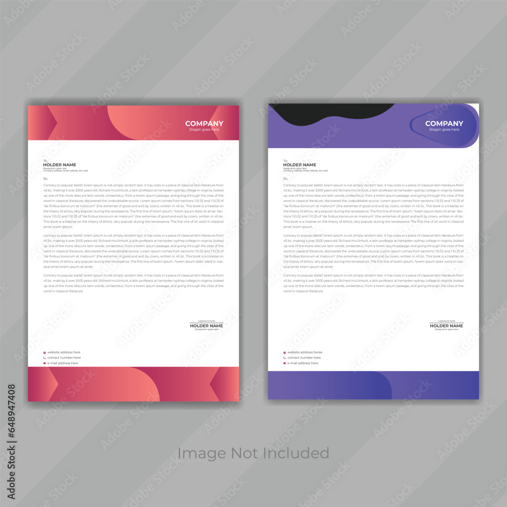 Colorful modern and multiple design presentation for business mail. A4 ...