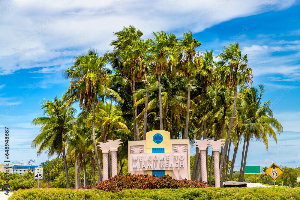 Welcome to Miami Beach road sign Stock Photo | Adobe Stock